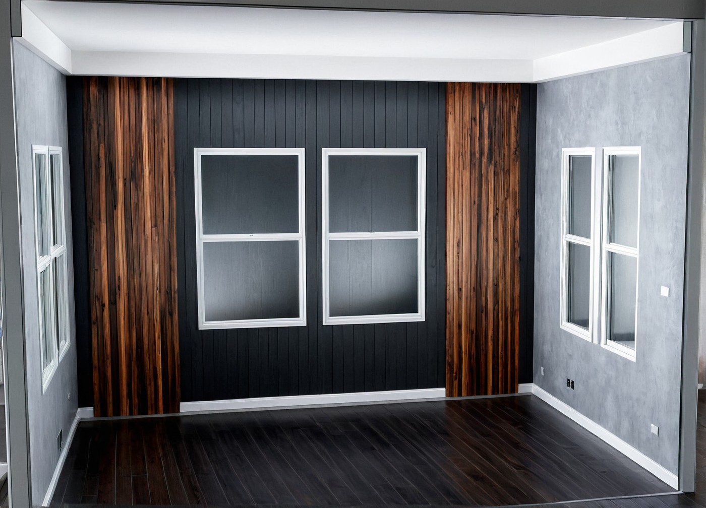Dark Grey Wood Panel Room Design | ArchiVinci | 45417